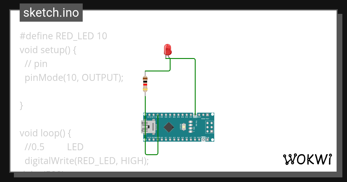 RED_LED - Wokwi ESP32, STM32, Arduino Simulator