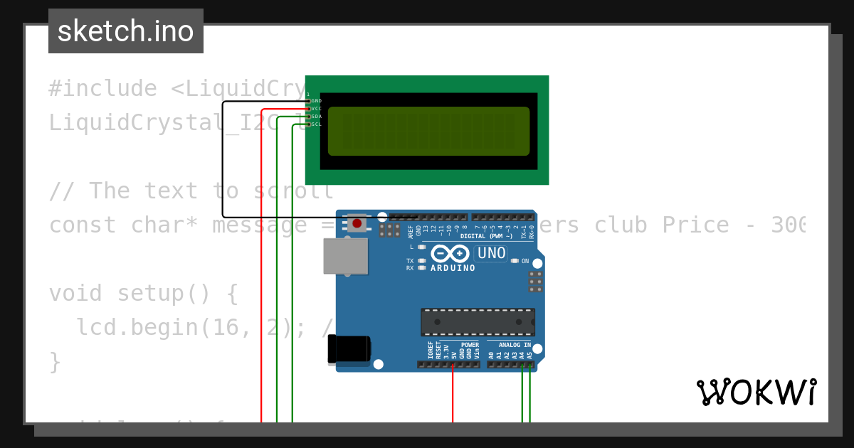 Лаб103 Рухаючийся текст Wokwi Esp32 Stm32 Arduino Simulator 7475