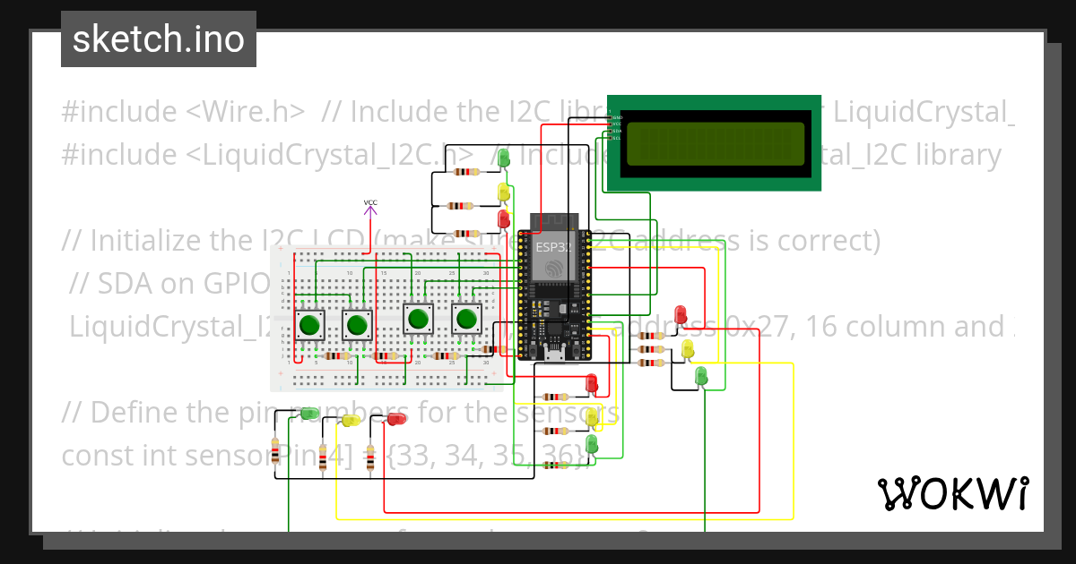cade samples two traffic last one timer one sensor - Wokwi ESP32, STM32, Arduino Simulator