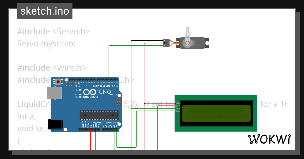 servo lcd - Wokwi ESP32, STM32, Arduino Simulator
