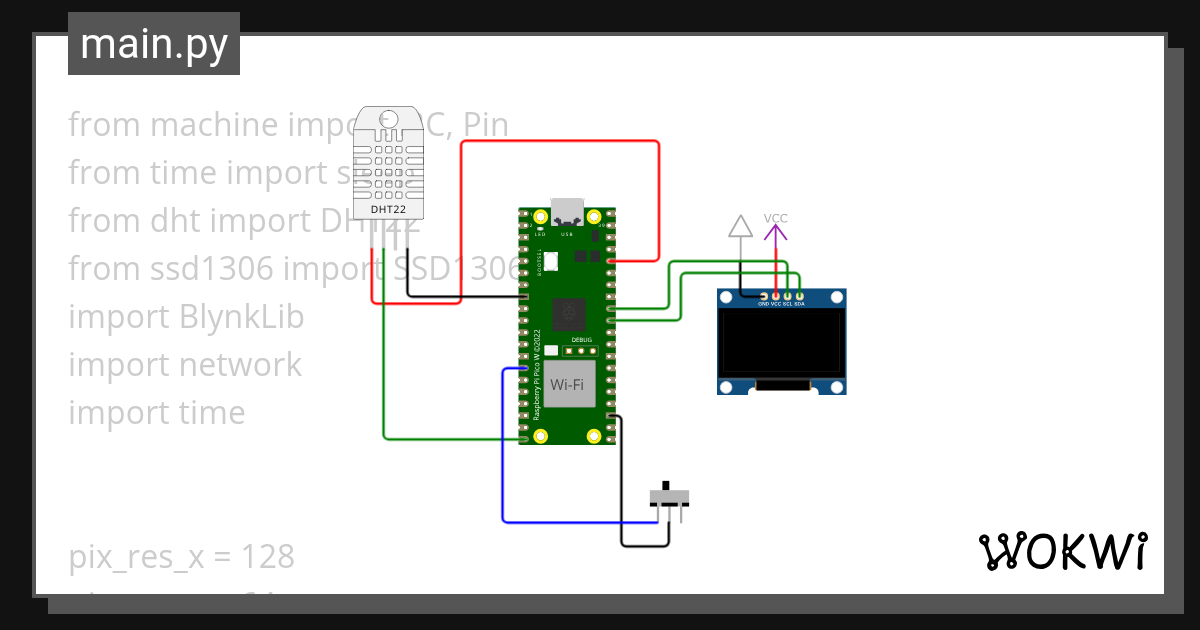 Raspberry Pi Pico DHT22 with LCD Copy (2) - Wokwi ESP32, STM32, Arduino Simulator