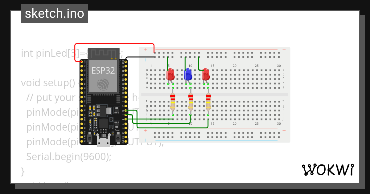 Simulación_2_LEDaRRAIGH - Wokwi ESP32, STM32, Arduino Simulator