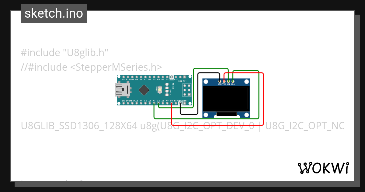OLED And Nano V1 - Wokwi ESP32, STM32, Arduino Simulator