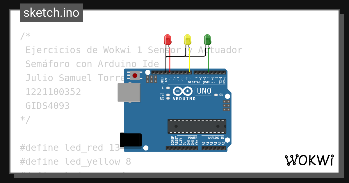 Semáforo Arduino Julio Samuel Torres Reyes Wokwi Esp32 Stm32 Arduino Simulator 5520