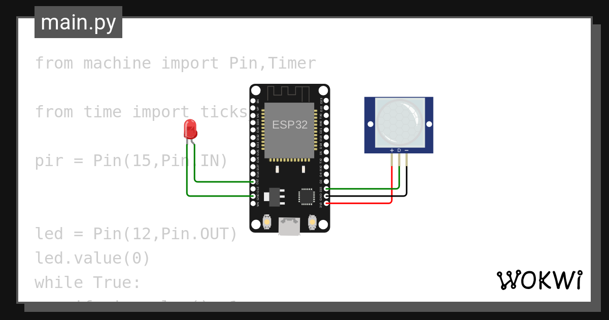 人来灯亮 Wokwi Esp32 Stm32 Arduino Simulator 7095