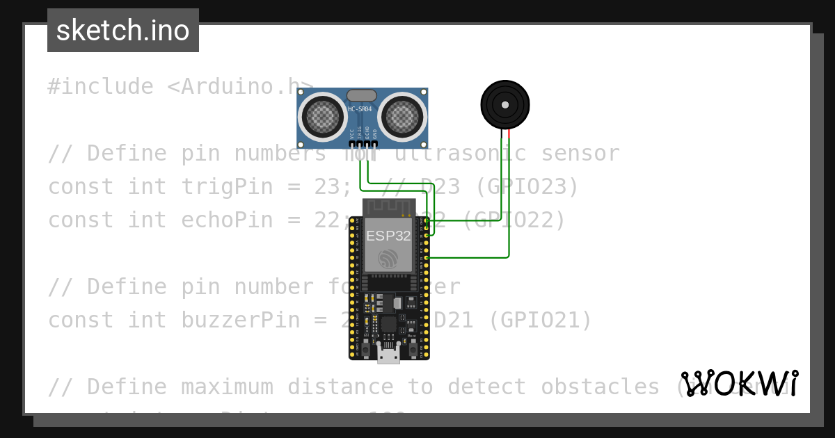 Test Ulyrasonic And Buzzer Wokwi Esp32 Stm32 Arduino Simulator 2963