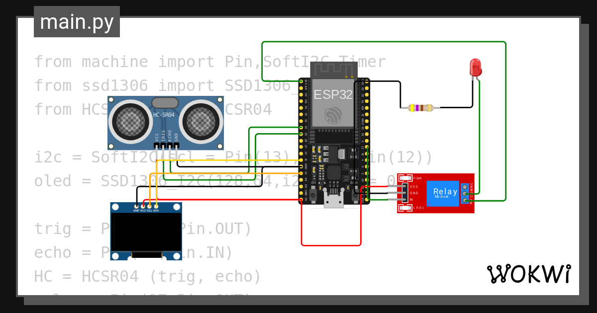 超声波可视报警 Wokwi Esp32 Stm32 Arduino Simulator