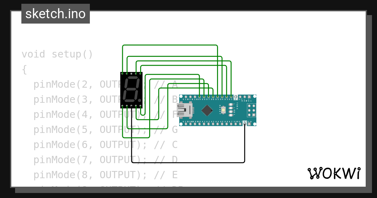 7segment Wokwi Esp32 Stm32 Arduino Simulator