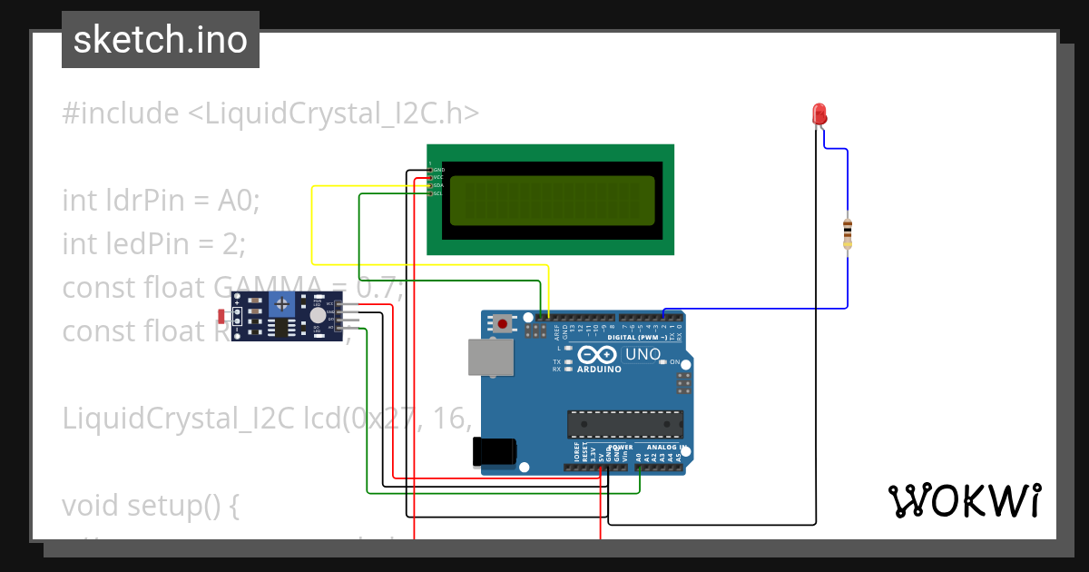 sensor LDR gelap terang - Wokwi ESP32, STM32, Arduino Simulator