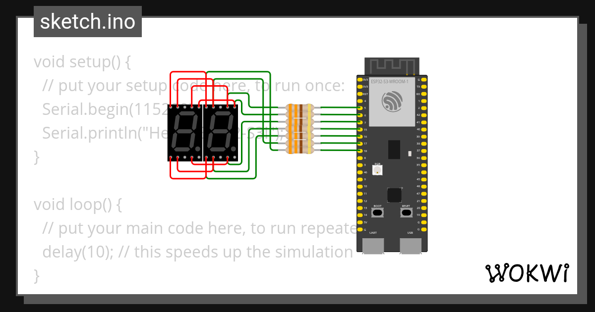 Dois_Displays - Wokwi ESP32, STM32, Arduino Simulator Dois_Displays - Wokwi ESP32, STM32, Arduino Simulator