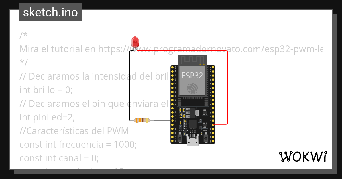 ejercicio 2 pwm led - Wokwi ESP32, STM32, Arduino Simulator ejercicio 2 pwm led - Wokwi ESP32, STM32, Arduino Simulator