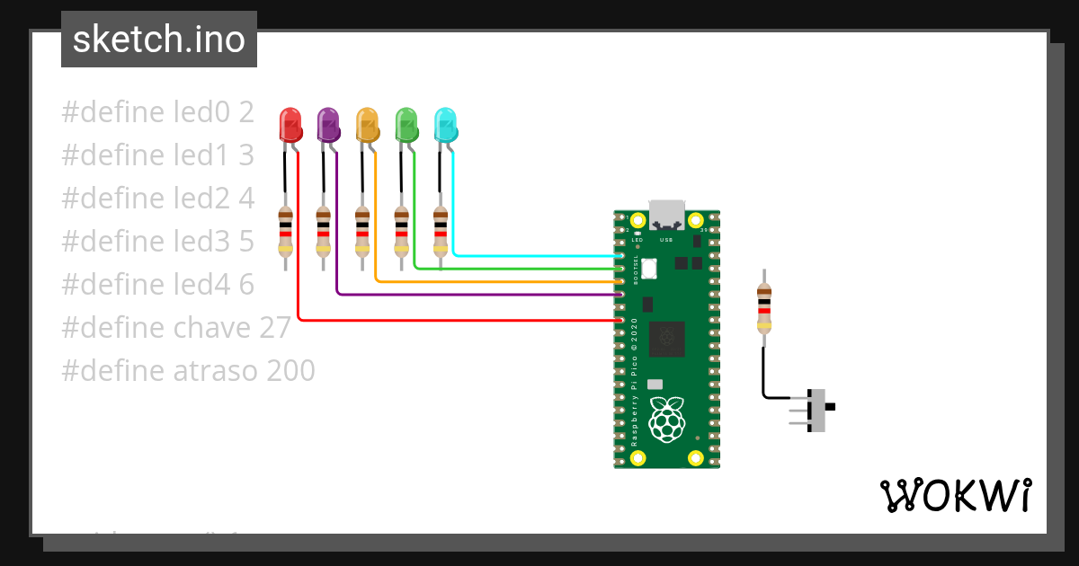 Pisca 5 Led Wokwi Esp32 Stm32 Arduino Simulator 