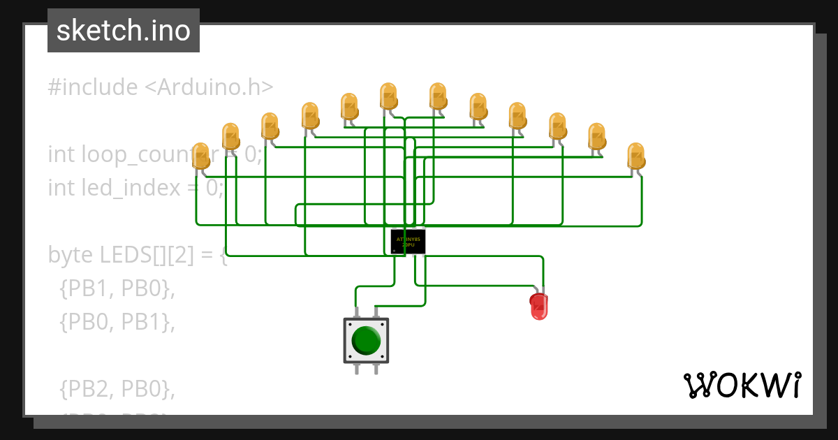 Charlieplexing on Tiny - Wokwi ESP32, STM32, Arduino Simulator