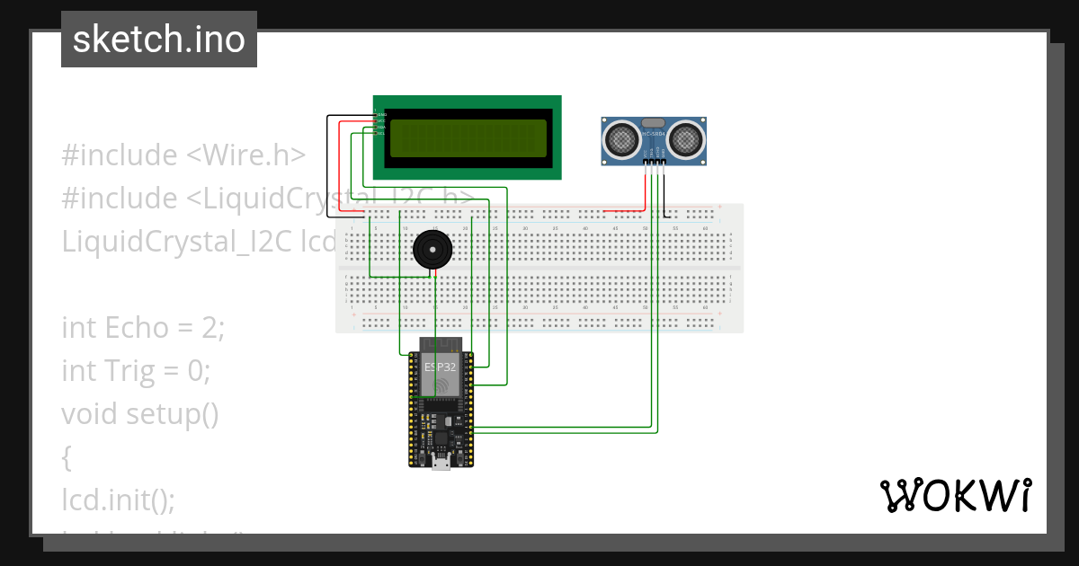 超声波雷达测距 666 Copy Wokwi Esp32 Stm32 Arduino Simulator 0377