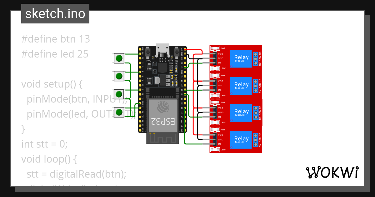 4-relay/button - Wokwi ESP32, STM32, Arduino Simulator