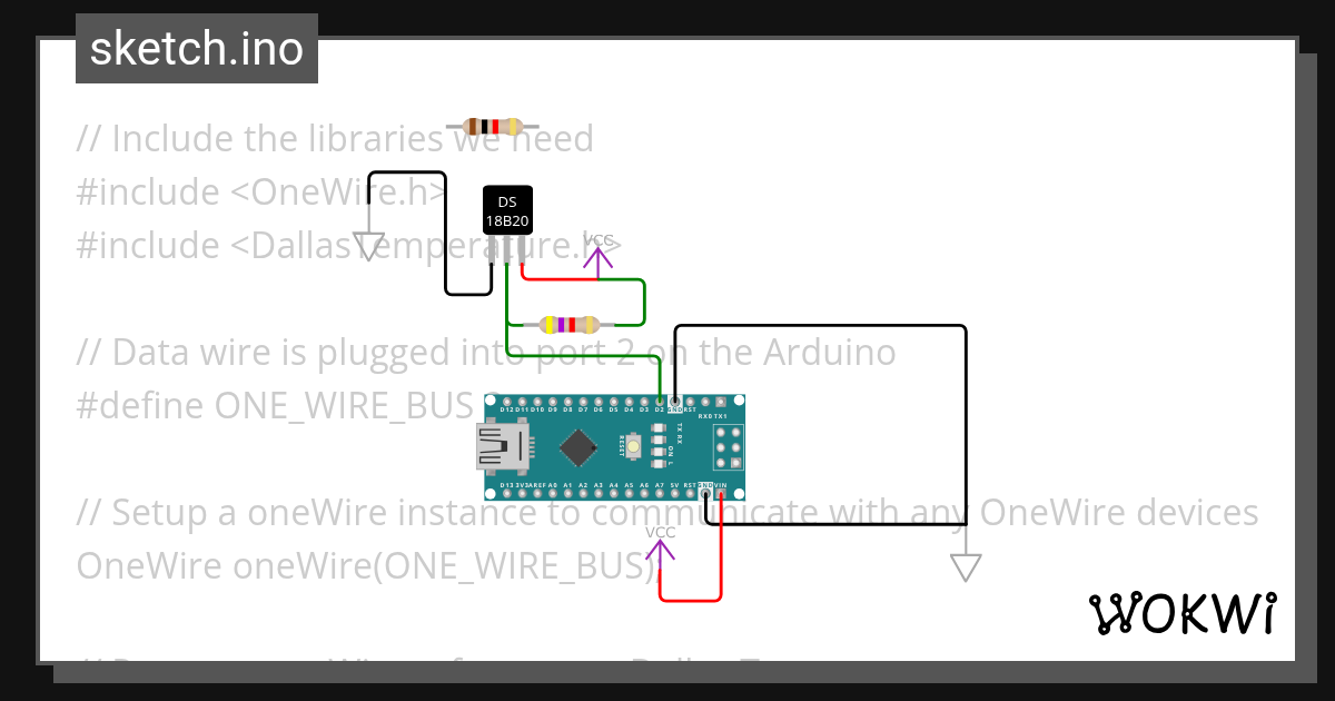 DS18b20 - Wokwi ESP32, STM32, Arduino Simulator
