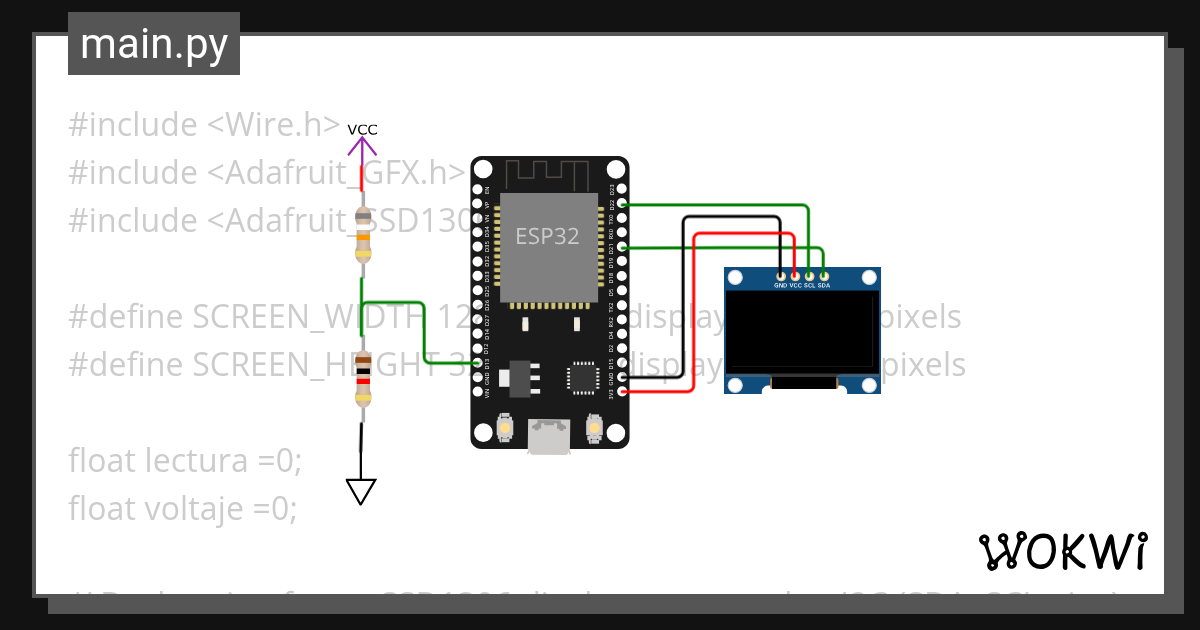 oled voltimetro Copy - Wokwi ESP32, STM32, Arduino Simulator