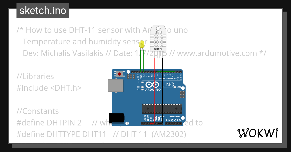 DHT11 arduino - Wokwi ESP32, STM32, Arduino Simulator