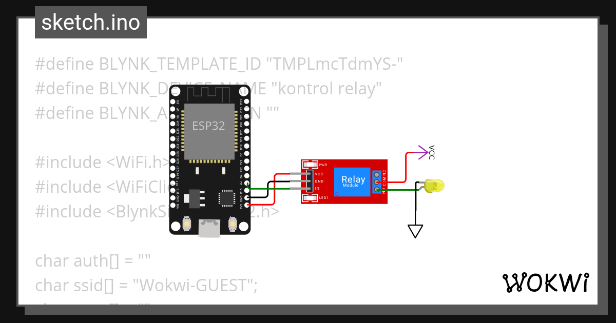 control relay - Wokwi ESP32, STM32, Arduino Simulator