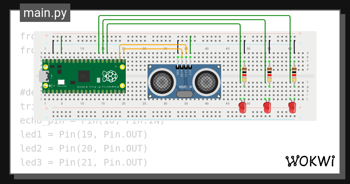 85 Pi Pico חיישן מרחק ניסוי 4 יג Copy 2 Wokwi Esp32 Stm32 Arduino Simulator