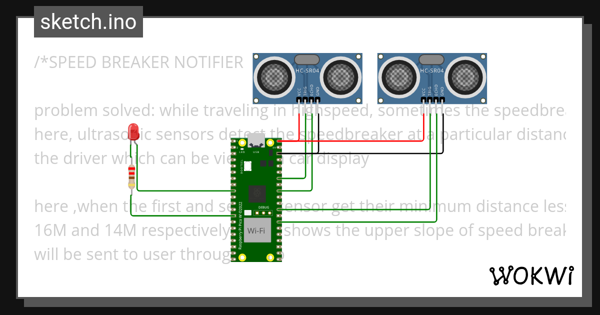 speedbreaker notifier using raspberry pi pico - Wokwi ESP32, STM32 ...