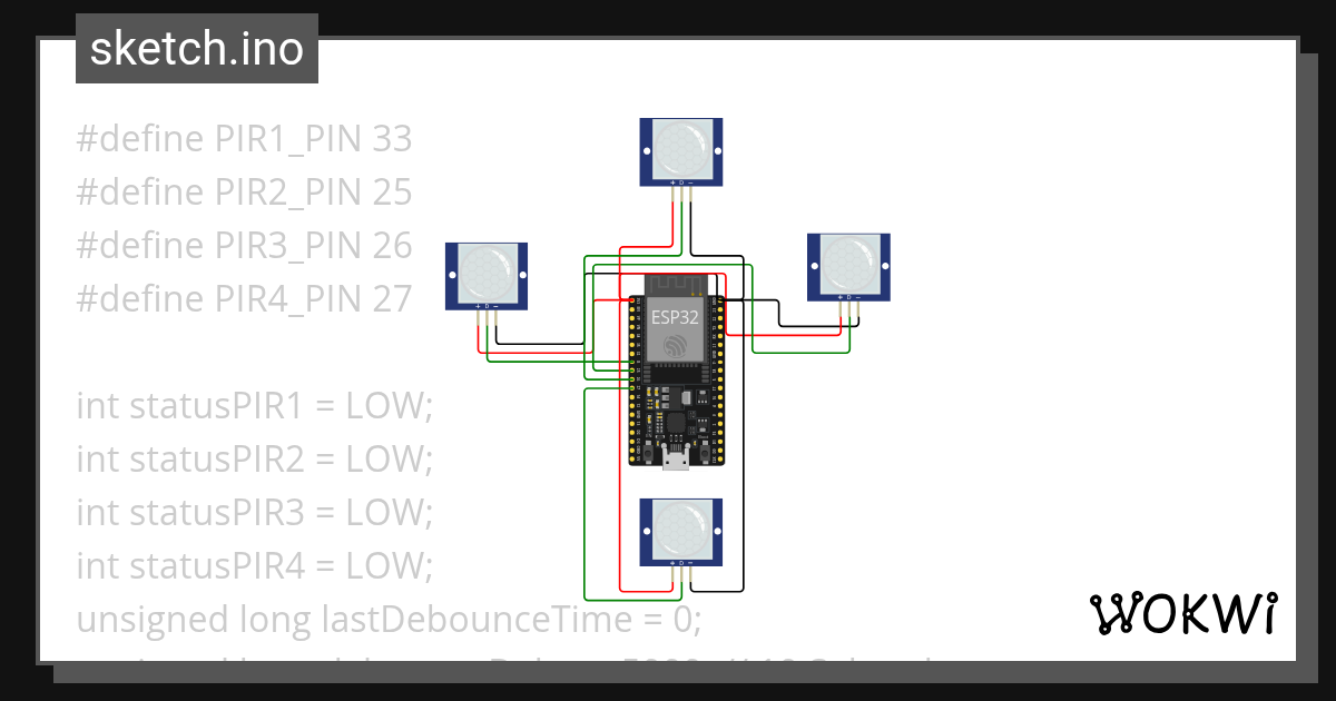 4x Pir Wokwi Esp32 Stm32 Arduino Simulator 2510