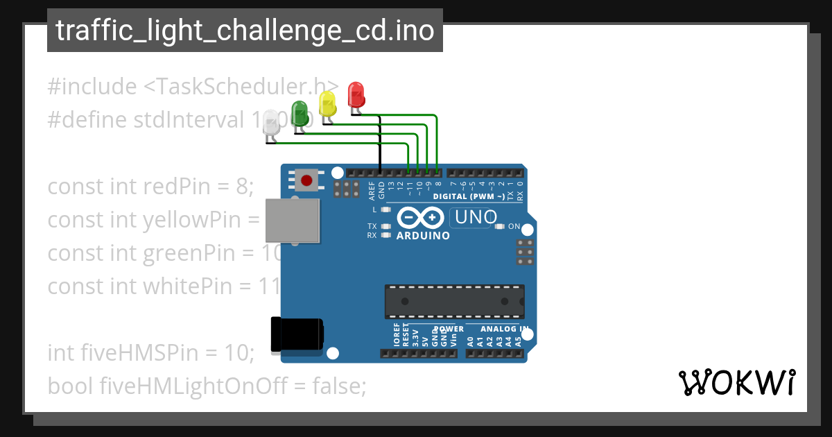 traffic_light_challenge.ino - Wokwi ESP32, STM32, Arduino Simulator