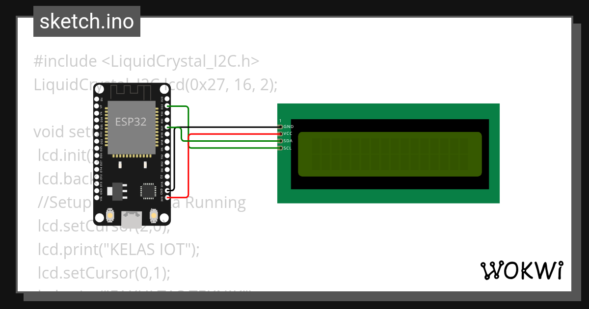 LCD I2C WITH ESP32 Copy - Wokwi ESP32, STM32, Arduino Simulator