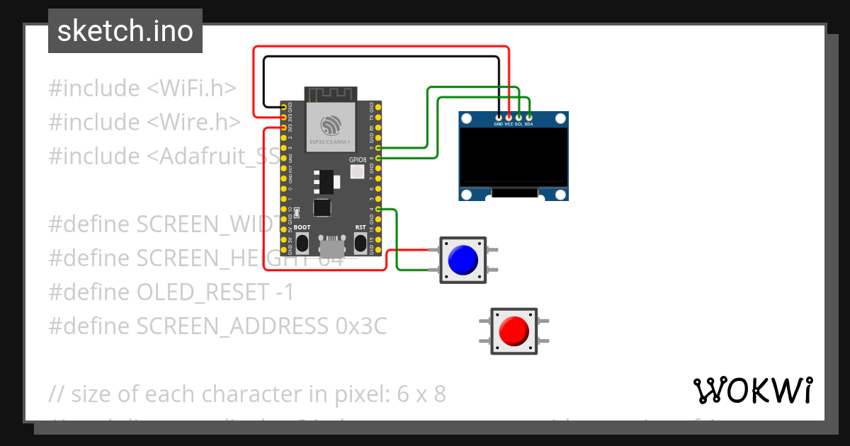 ESP32-C3 with OLED naveena - Wokwi ESP32, STM32, Arduino Simulator
