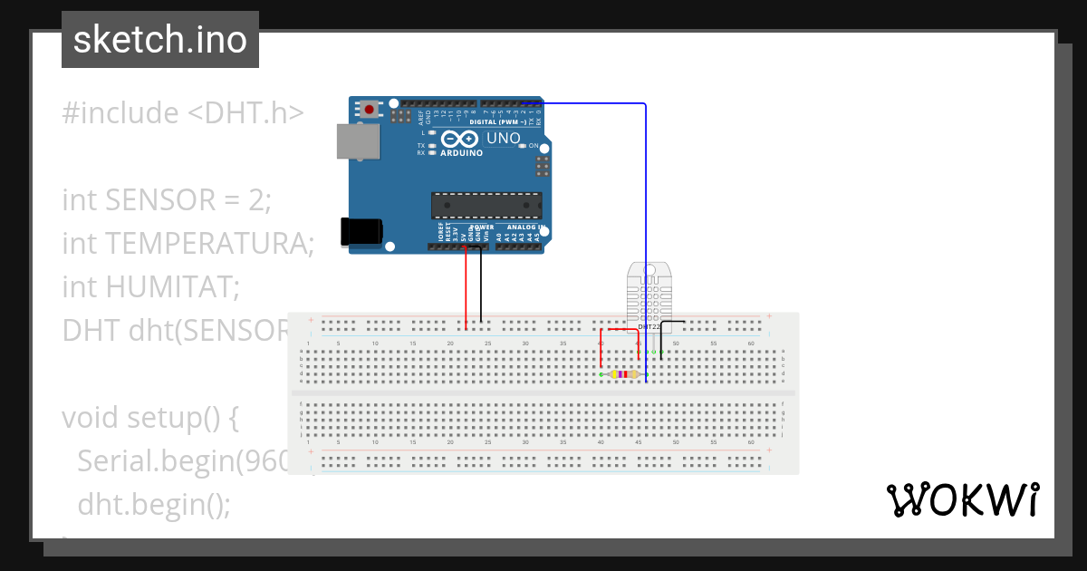 11. Sensor de Temperatura i Humitat - Wokwi ESP32, STM32, Arduino Simulator