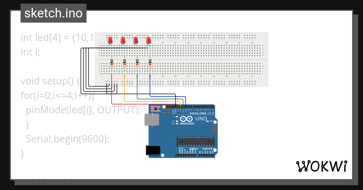 ไฟกระพริบเรียงกัน4ดวง Copy 3 Wokwi Esp32 Stm32 Arduino Simulator 6913