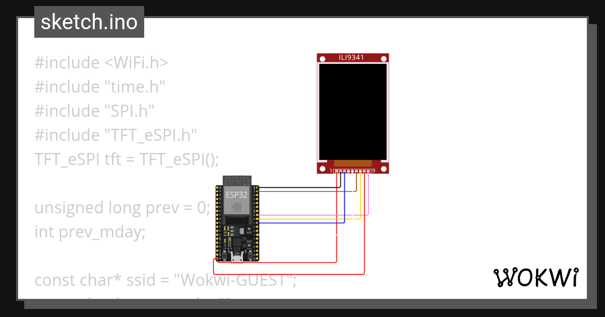 아날로그시계(TFT_LCD) - Wokwi ESP32, STM32, Arduino Simulator