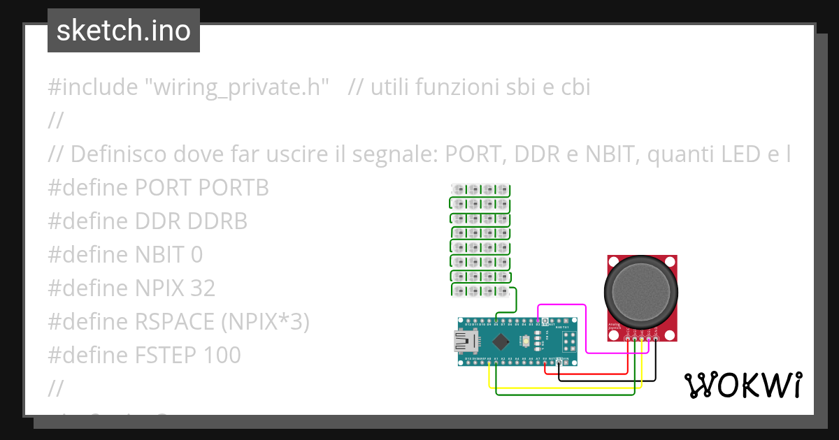 Matrice con impulsi - Wokwi ESP32, STM32, Arduino Simulator