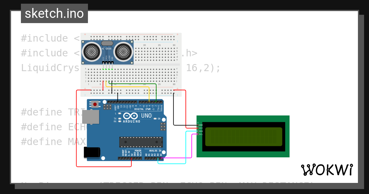 Lcd Dan Ultrasonik Ars Wokwi Esp32 Stm32 Arduino Simulator 