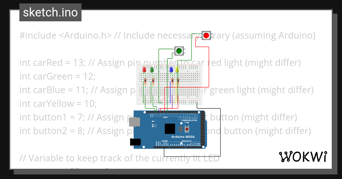 Haithem Mega 2 LEDs 2 Buttons 4 LEDs - Wokwi ESP32, STM32, Arduino Simulator
