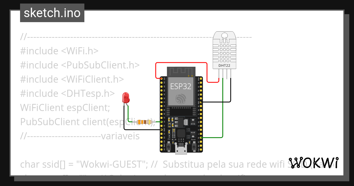 MQTT aula 7 - Wokwi ESP32, STM32, Arduino Simulator