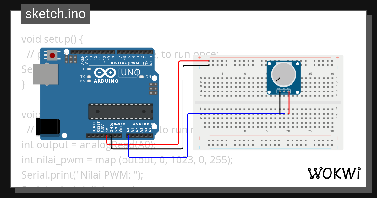 Potensiometer 100 - Wokwi ESP32, STM32, Arduino Simulator