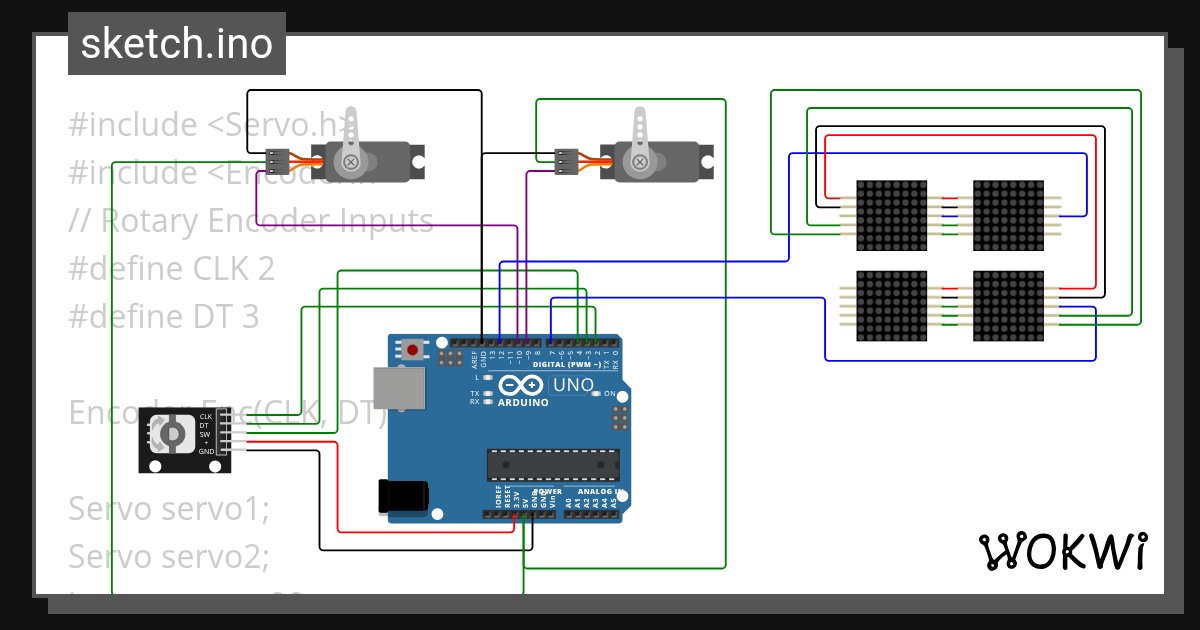 encoder with servo - Wokwi ESP32, STM32, Arduino Simulator
