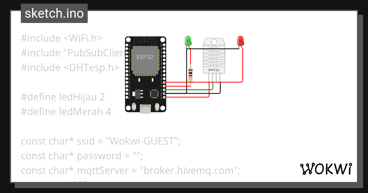 LED DHT - Wokwi ESP32, STM32, Arduino Simulator