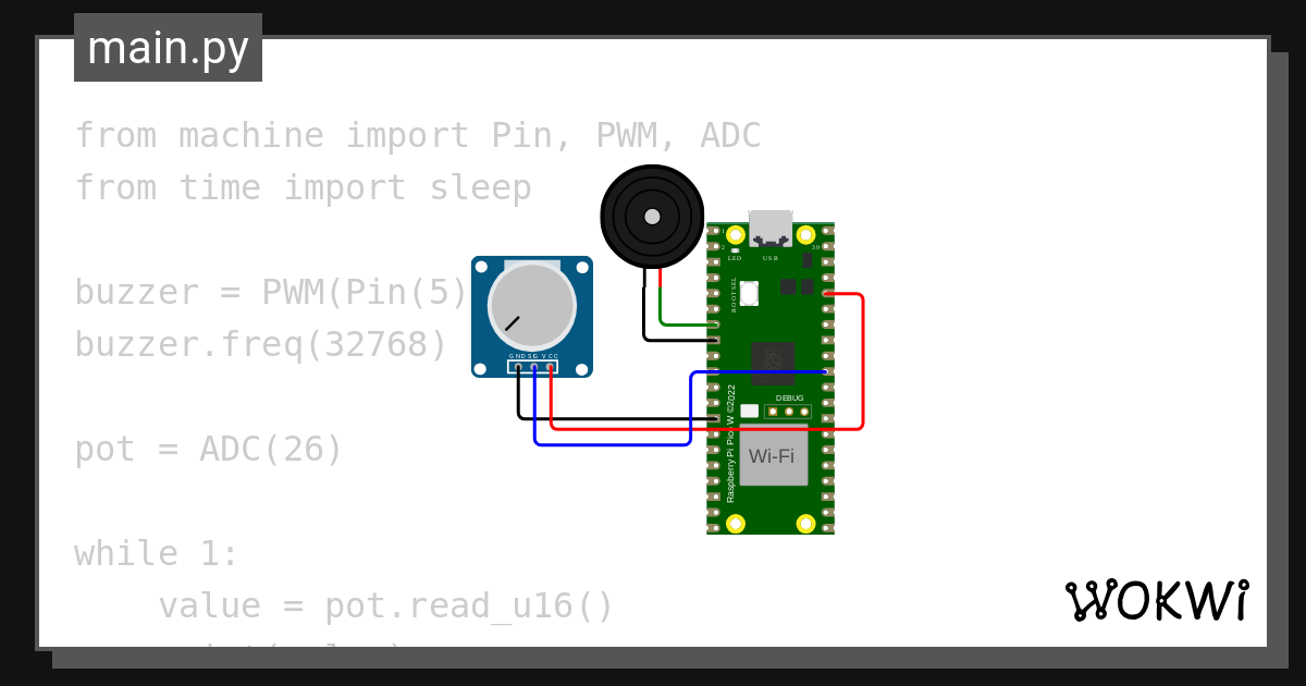 Пьезодинамикпотенциометр Wokwi Esp32 Stm32 Arduino Simulator 8706