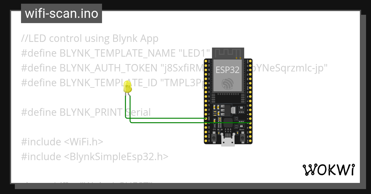 1st cloud project using led - Wokwi ESP32, STM32, Arduino Simulator