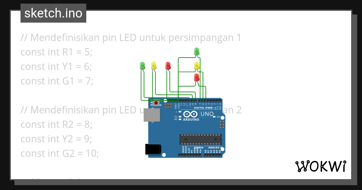 Tugas 6 Led Dengan 2 Persimpangan Wokwi Esp32 Stm32 Arduino Simulator 1423
