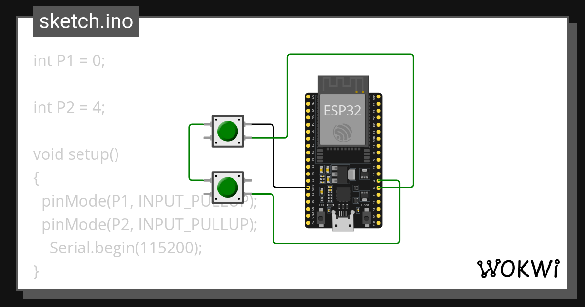 Push button - Wokwi ESP32, STM32, Arduino Simulator