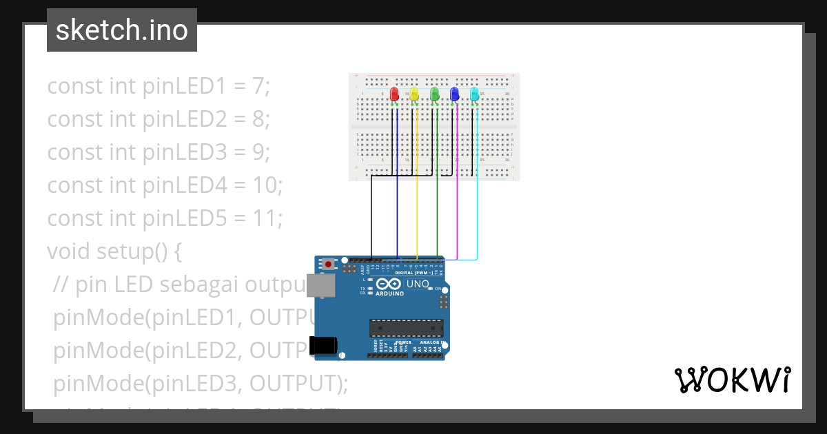 FOR Animasi LED - Wokwi ESP32, STM32, Arduino Simulator