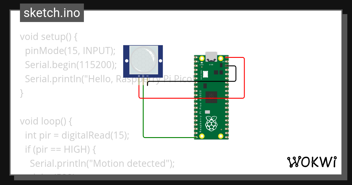 motion sensor - Wokwi ESP32, STM32, Arduino Simulator