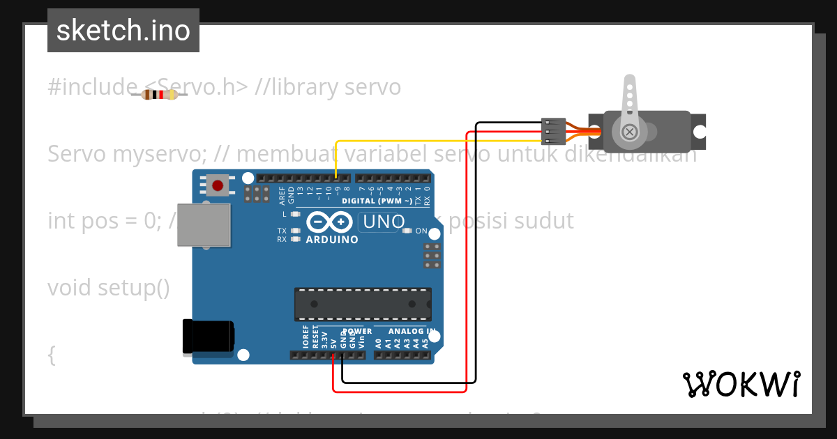 Penggerak Motor Servo - Wokwi ESP32, STM32, Arduino Simulator