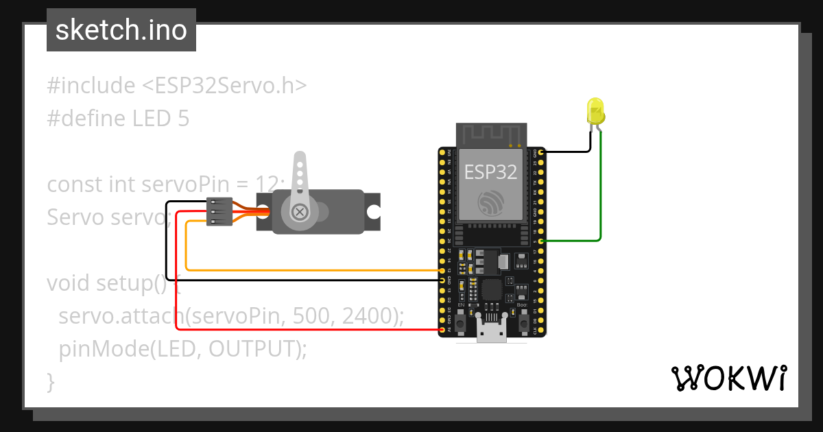 Adem Zouabi : Servomoteur avec led - Wokwi ESP32, STM32, Arduino Simulator