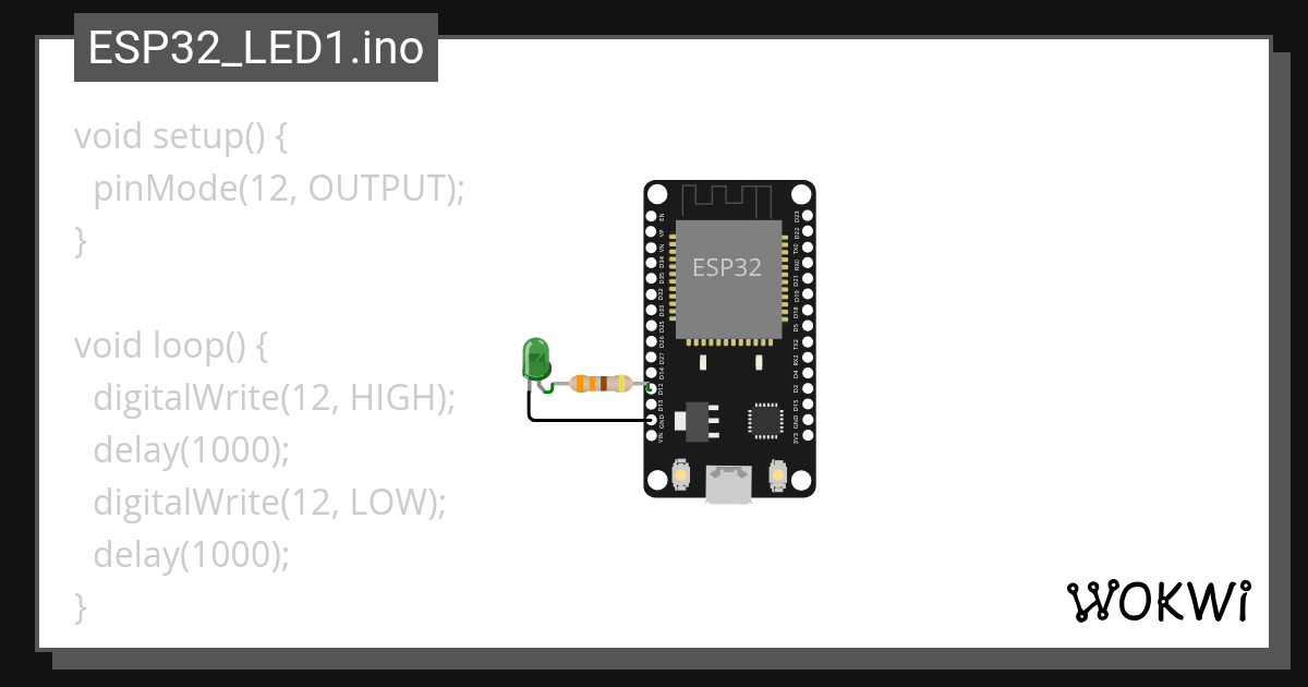 ESP32_LED1.ino - Wokwi ESP32, STM32, Arduino Simulator ESP32_LED1.ino - Wokwi ESP32, STM32, Arduino Simulator