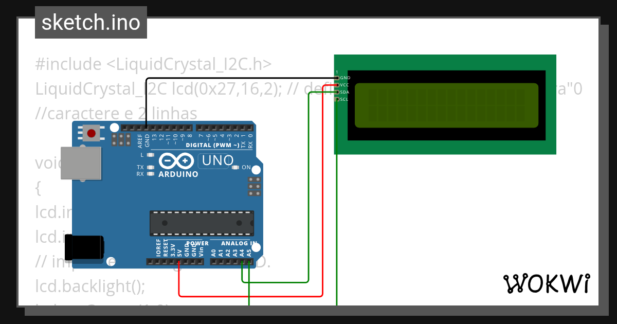 LCD serial - Wokwi ESP32, STM32, Arduino Simulator