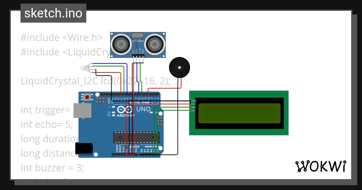 2c02 Ultrasonic Buzzer Led Lcd Copy Wokwi Esp32 Stm32 Arduino Simulator